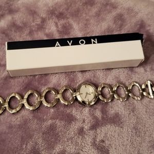 Avon | Accessories | Nib Avon Silvertone Circle Quartz Link Watch ...